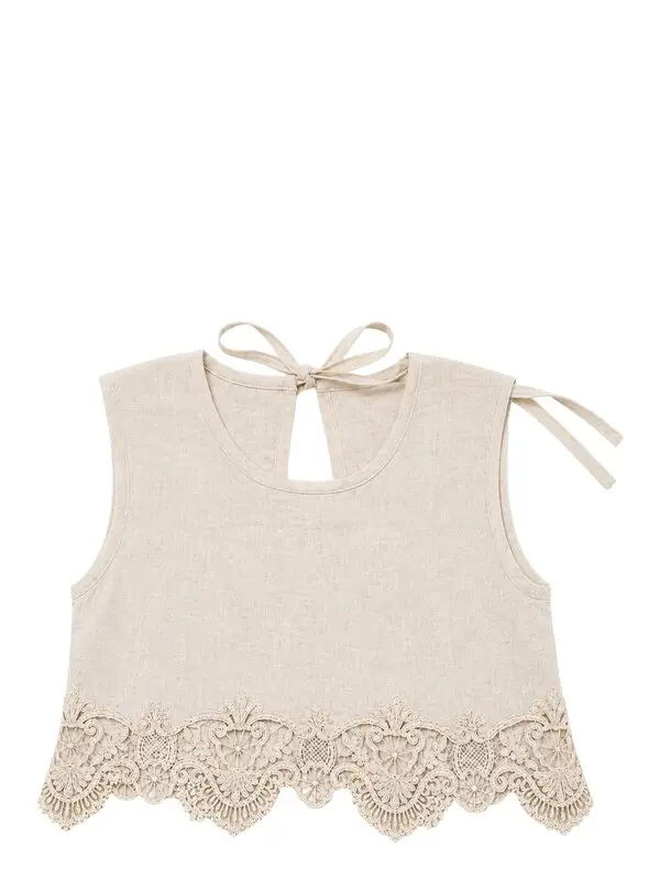 Maurizio Lace Trimmed Top - Beige