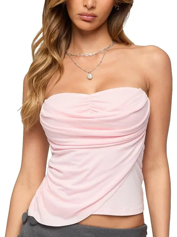EDIKTED Darciee Draped Strapless Top - Light-pink