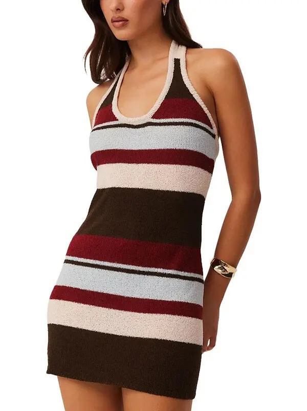 SNDYS Effie Halter Mini Dress - Multi Stripe