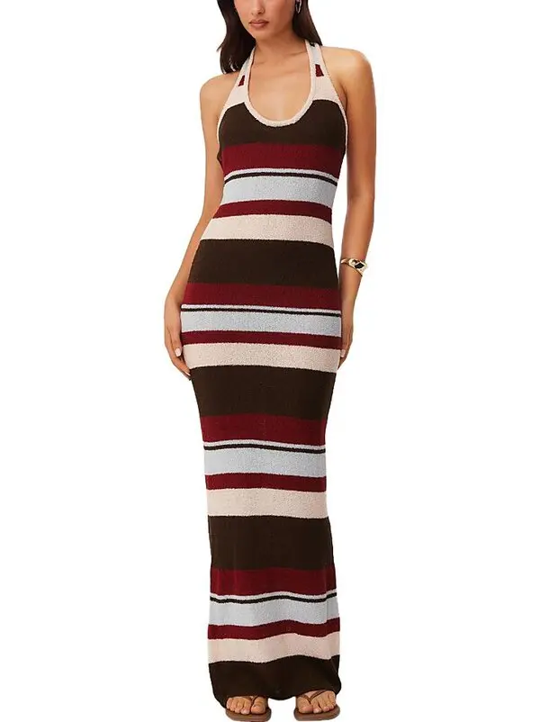 SNDYS Effie Halter Maxi Dress - Multi Stripe