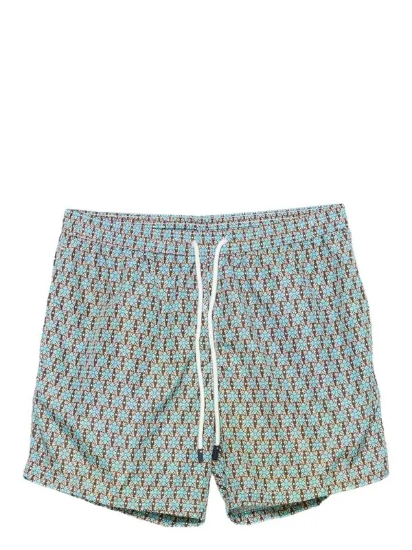 BARBA NAPOLI Floral Print Swim Shorts - Brown
