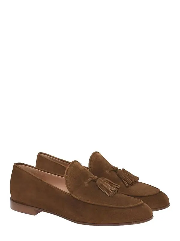 GIANVITO ROSSI Vittoria Suede Tassel Loafers - Brown Suede Leather