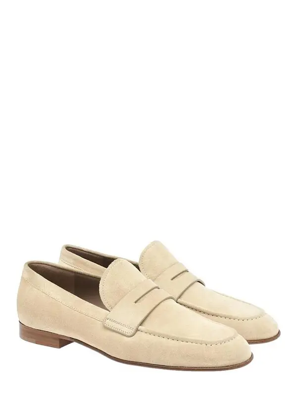 GIANVITO ROSSI Carlo Moccasins In Beige Suede - Beige Suede Leather
