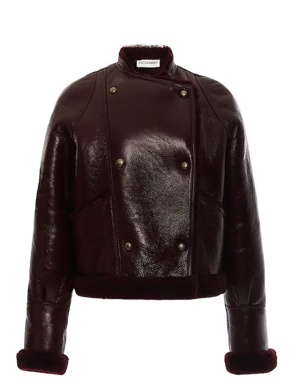 Altuzarra Kenny Leather Aviator Jacket - Deep Cherry
