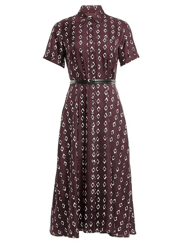 Altuzarra Kiera Silk Printed Maxi Dress - Deep Cherry Diamond