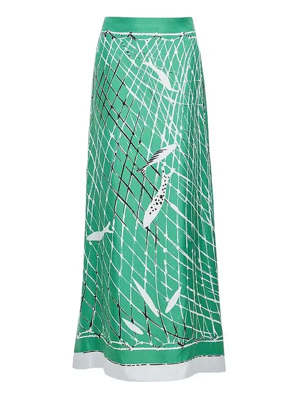 Altuzarra Linnie Silk Maxi Skirt - Turf Fishnet