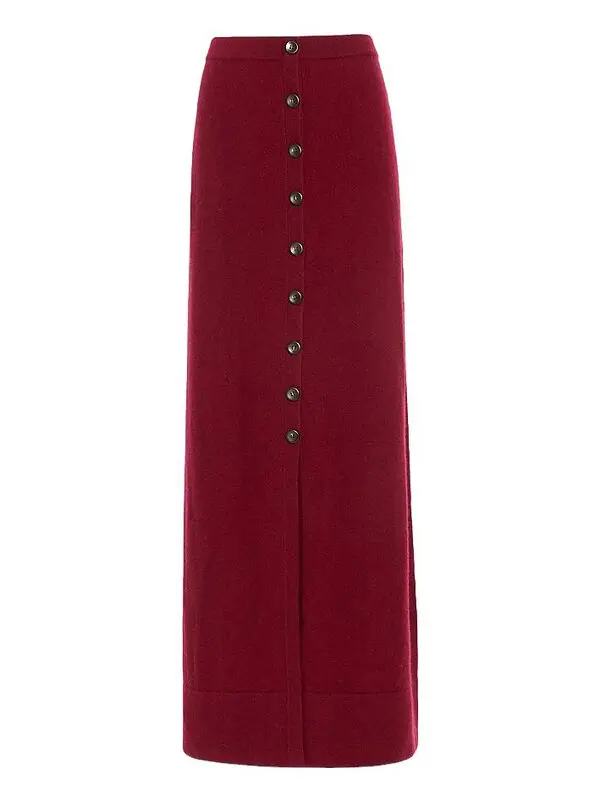 Altuzarra Callahan Cashmere Maxi Skirt With Button Detail - Grenache