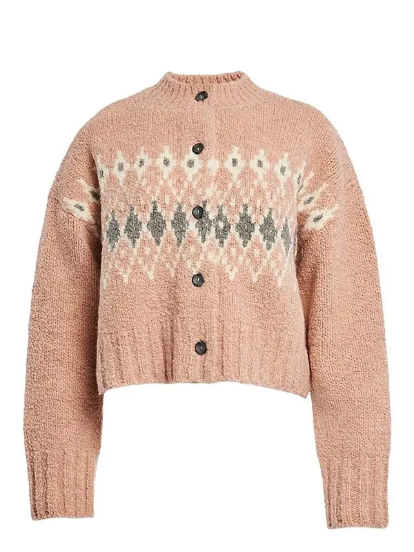 Altuzarra Haven Wool Button Front Fair Isle Sweater - Blossom