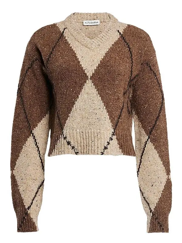 Altuzarra Argyle V-neck Sweater - Cocoa