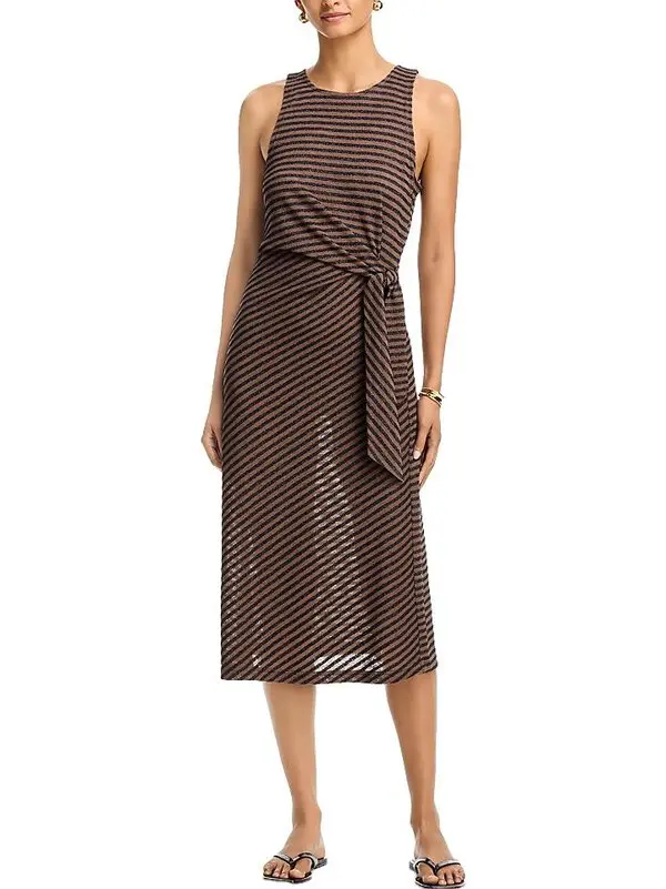 Rails Ricky Tie Waist Dress - Onyx Cocoa Stripe