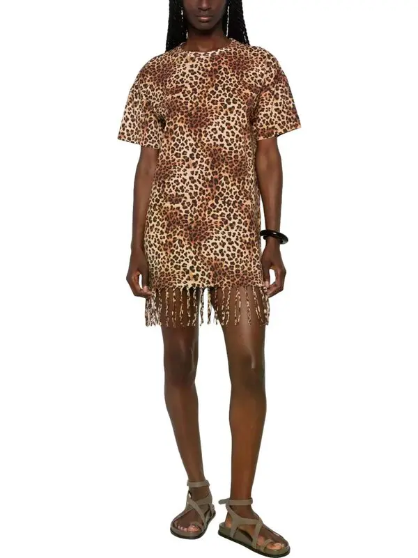 MC2 SAINT BARTH Leopard Print Mini Dress - Brown