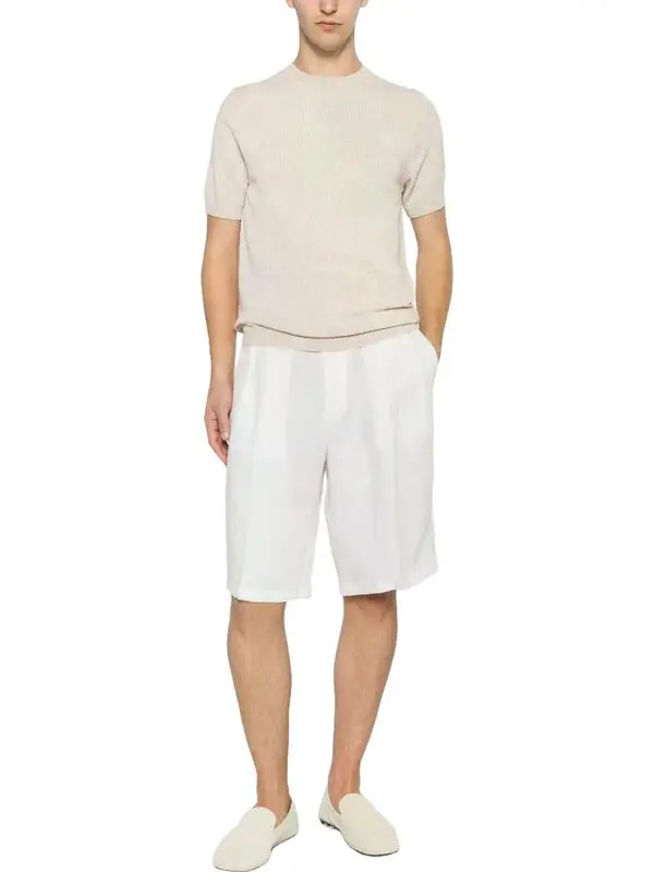 BRIGLIA 1949 Bedfords Pleated Tailored Shorts - White