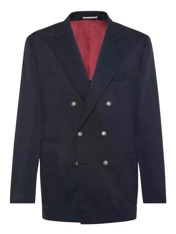Brunello Cucinelli Double-breasted Silk Blazer - Blue