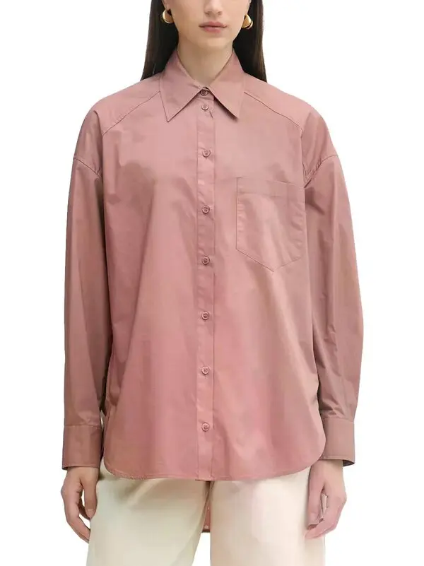 Patrizia Pepe Oversized Shirt With Logo Patch - Pink