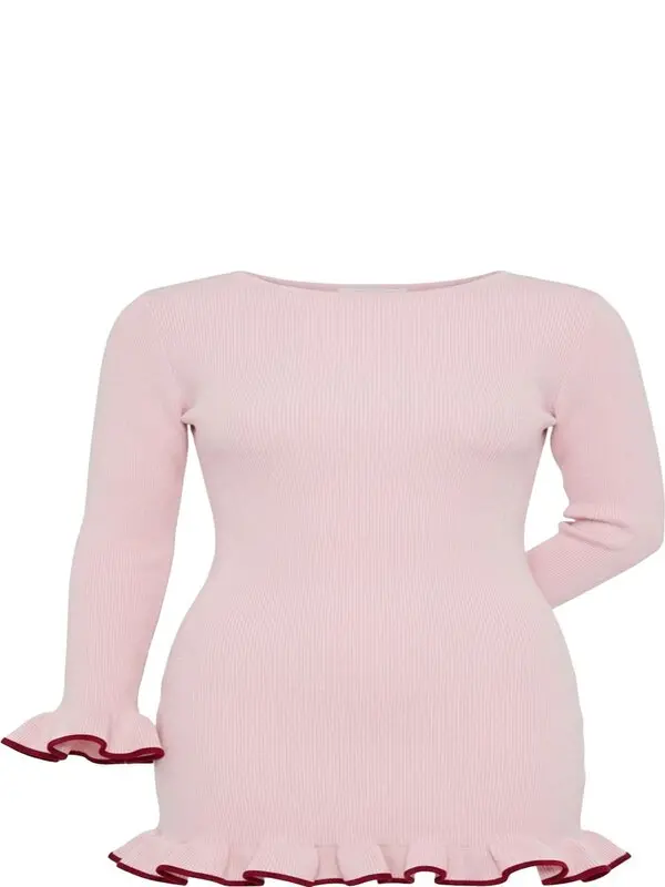 ASHITA FERNANDES Layla Knit Dress With Ruffled Hem And Cuffs - Pink