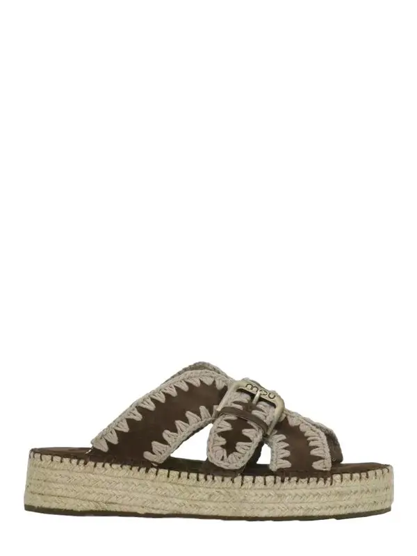 Mou Crochet-trim Buckle-fastening Sandals - Brown