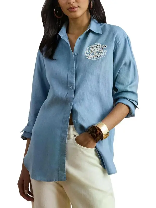 Ralph Lauren Embroidered Linen Shirt - Blue