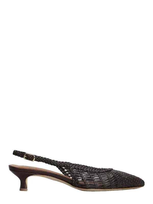 L'ARIANNA Woven Slingback Pumps - Brown