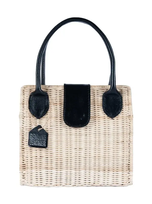 JELAVU Piper Handwoven Rattan Crossbody Bag - Black
