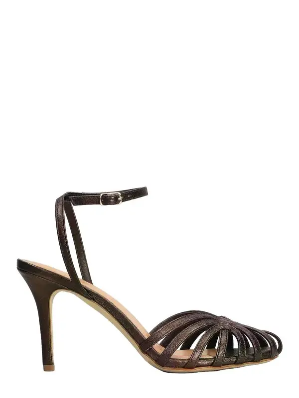 THE SELLER Metallic Effect Cage Sandals - Brown