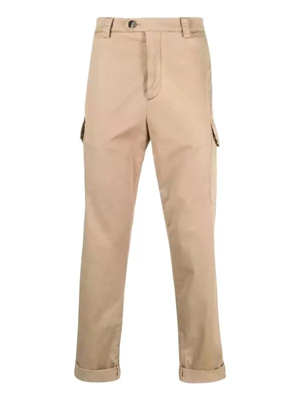 Brunello Cucinelli Beige Stretch Cotton Cargo Trousers - Neutrals