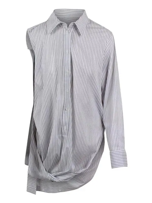 BALOSSA Asymmetric Striped Shirt - Grey