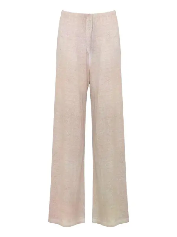 Avant Toi Beige Linen Metallic Finish Palazzo Pants - Neutrals
