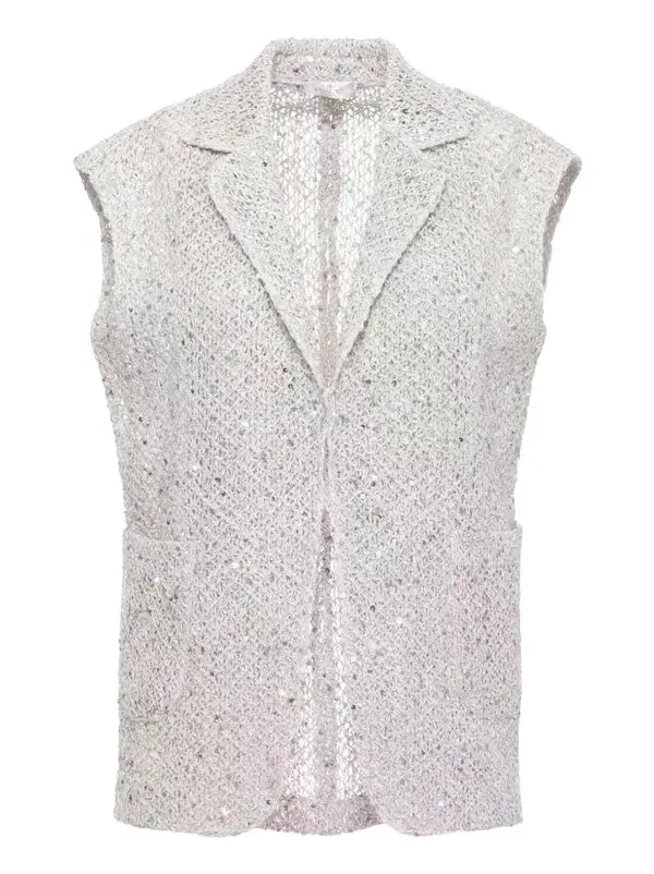 PANICALE Sequin Embellished Sleeveless Jacket - Grey