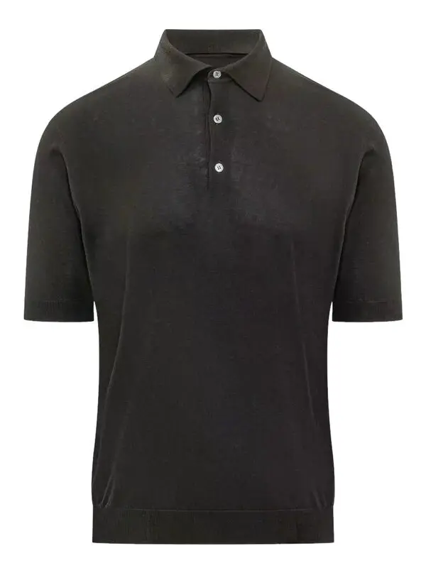 FILIPPO DE LAURENTIIS Short-sleeve Silk Polo Shirt - Black