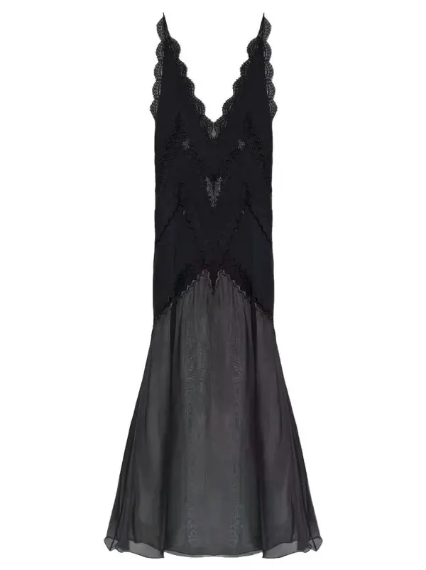 TOM FORD Sheer Panel Dress With Lace Trim - Black