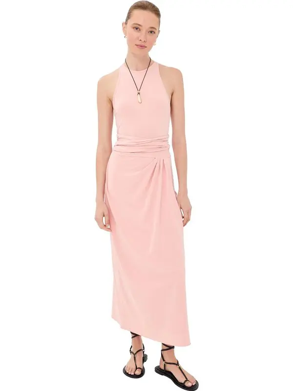 Another Tomorrow Sleeveless Wrap Midi Dress - Quartz