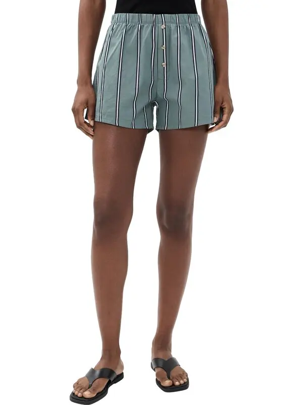 Donni. Pop Stripe Boxer Shorts - Sage