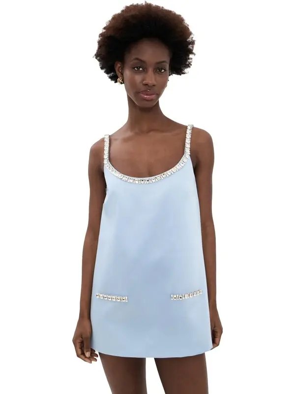 Retrofete Reilly Mini Dress With Crystal Embellishments - Glace W/ Silver Stone