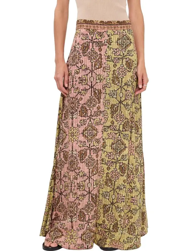 Ba&sh Paria Printed Viscose Maxi Skirt - Jaune