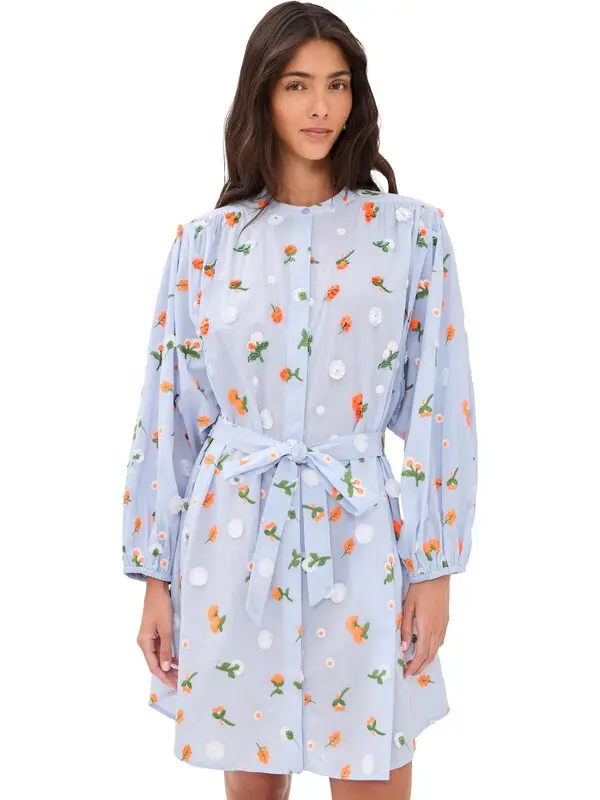 Essentiel Antwerp Embroidered Floral Dress With Sequins And Beads - Combo3 Nile Blue
