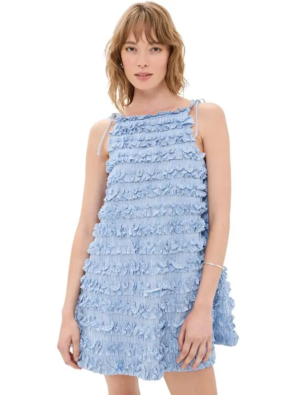 DAMSON MADDER Leili Ruffle Mini Dress - Blue