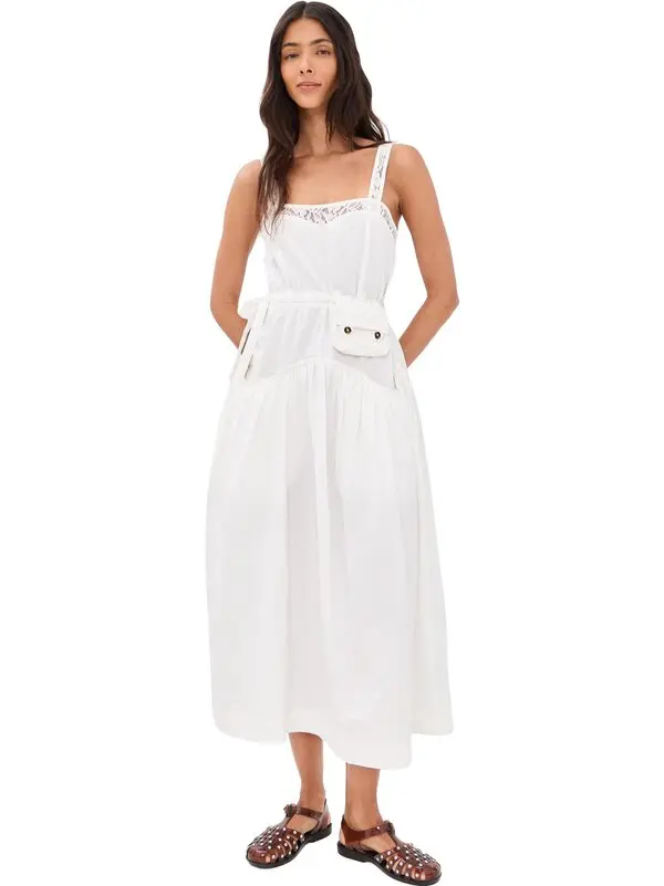 DAMSON MADDER Campbell Midi Dress - White