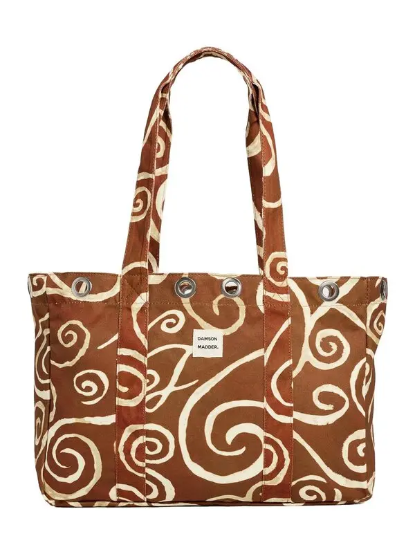 DAMSON MADDER Large Swirl Canvas Eyelet Tote Bag - Brown