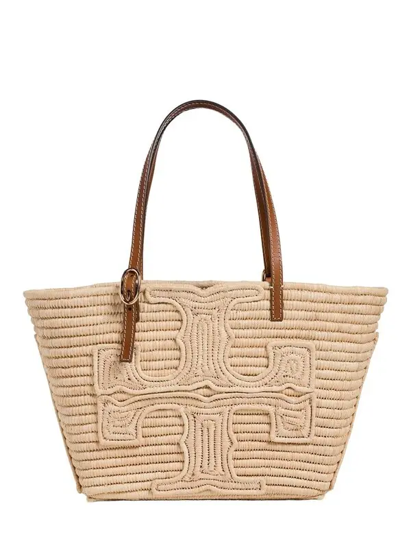 Tory Burch Ella Structured Straw Small Tote - Natural