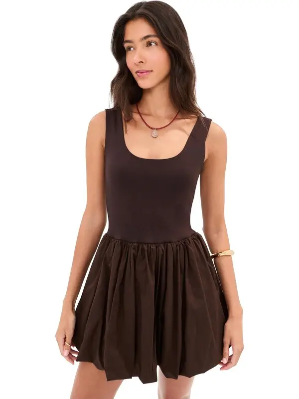 LE BOP Piper Solid Dress - Chocolate Brown