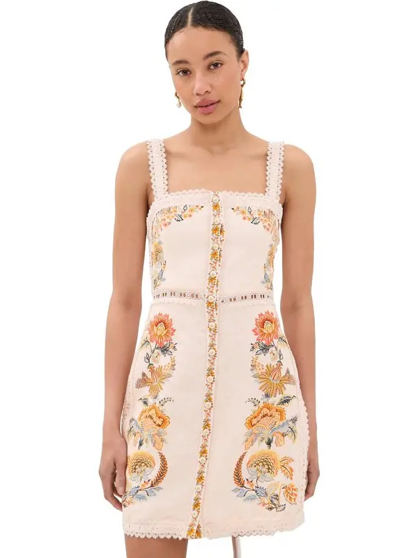 Farm Rio Sleeveless Mini Dress - Ligia Floral Light Pink