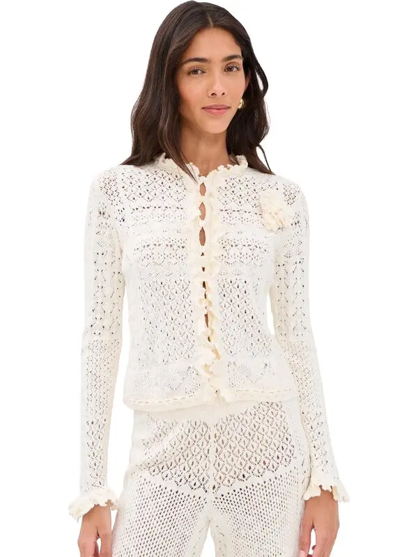 Ba&sh Soria Cardigan With Removable Flower Detail - Ecru