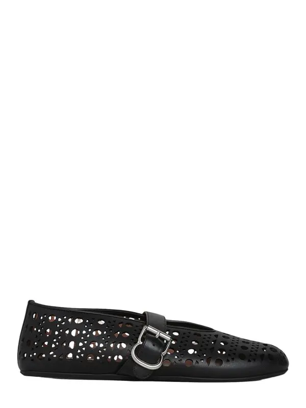 Alaïa Lambskin Vienne Ballet Flats With Buckle Detailing - Black