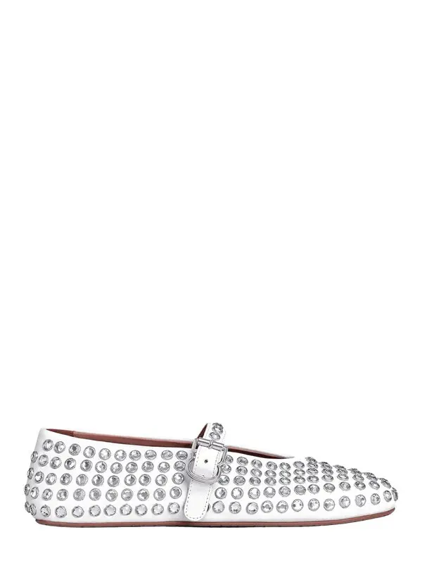 Alaïa Embellished Lambskin Ballet Flats - White