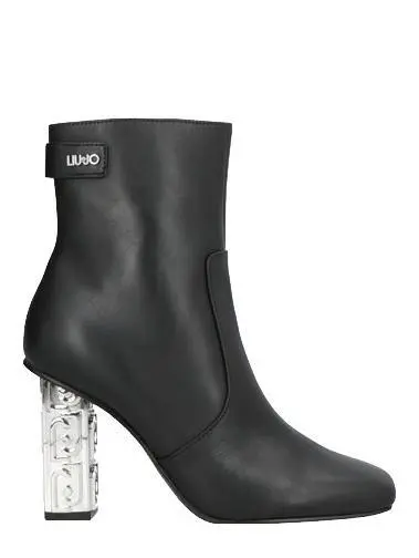 Liu Jo Leather Ankle Boots With Square Heel - Black