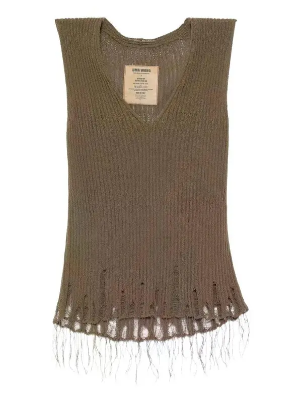 UMA WANG Frayed Vest - Brown