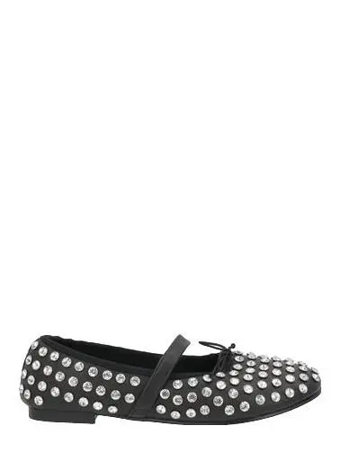 Maje Ballet Flats Leather With Crystal Embellishments - Black