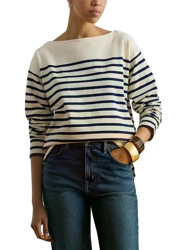 Ralph Lauren Striped Boat-neck Sweatshirt - Neutrals