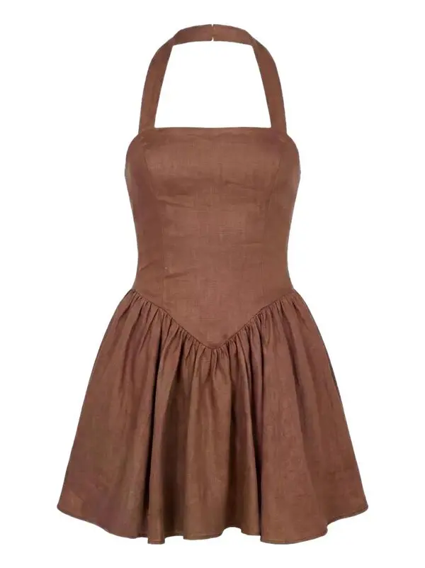NICHOLAS Amalie Halter-neck Dress - Brown