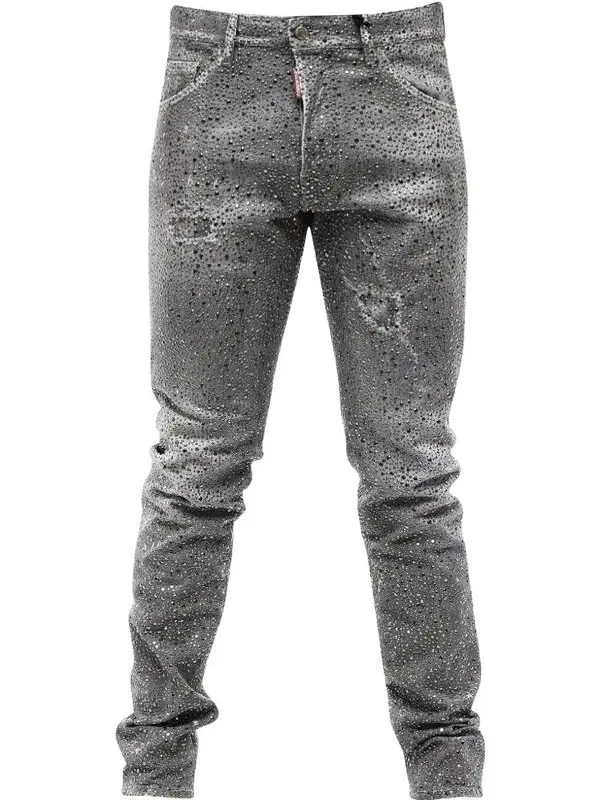 Dsquared2 Cool Guy Stud-embellished Distressed Jeans - Grey